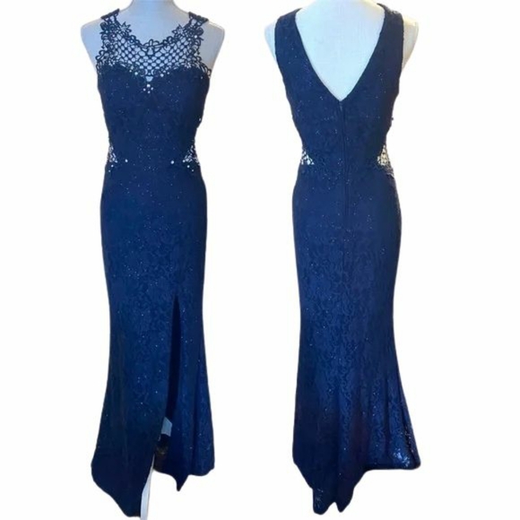 Jodi Kristopher | Dresses | Jodi Kristopher Bejeweled Side Cutout Lace ...